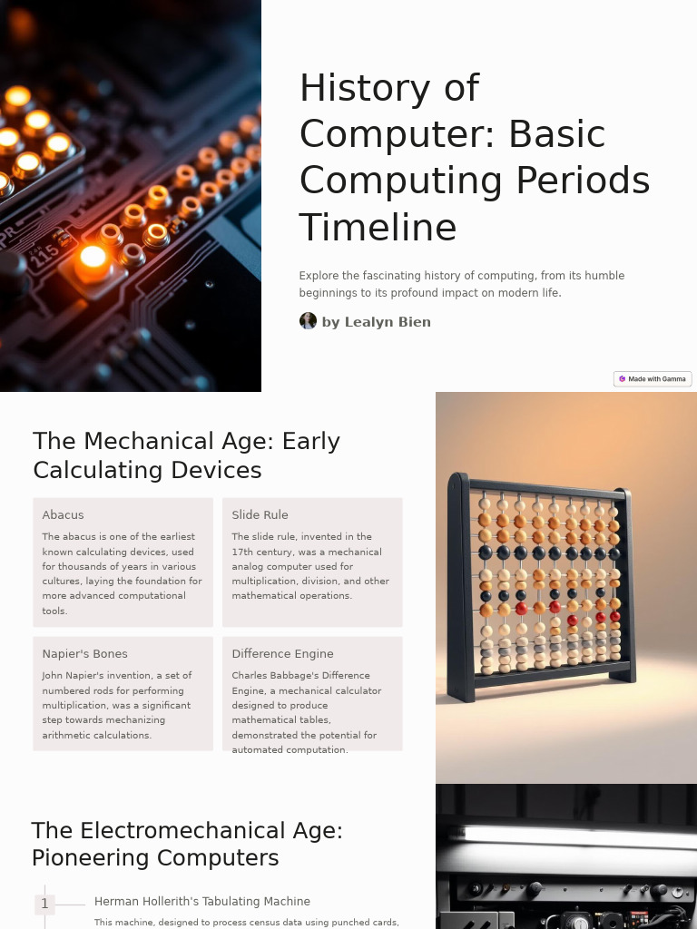 History of Computer Basic Computing Periods Timeline | PDF | Computer ...