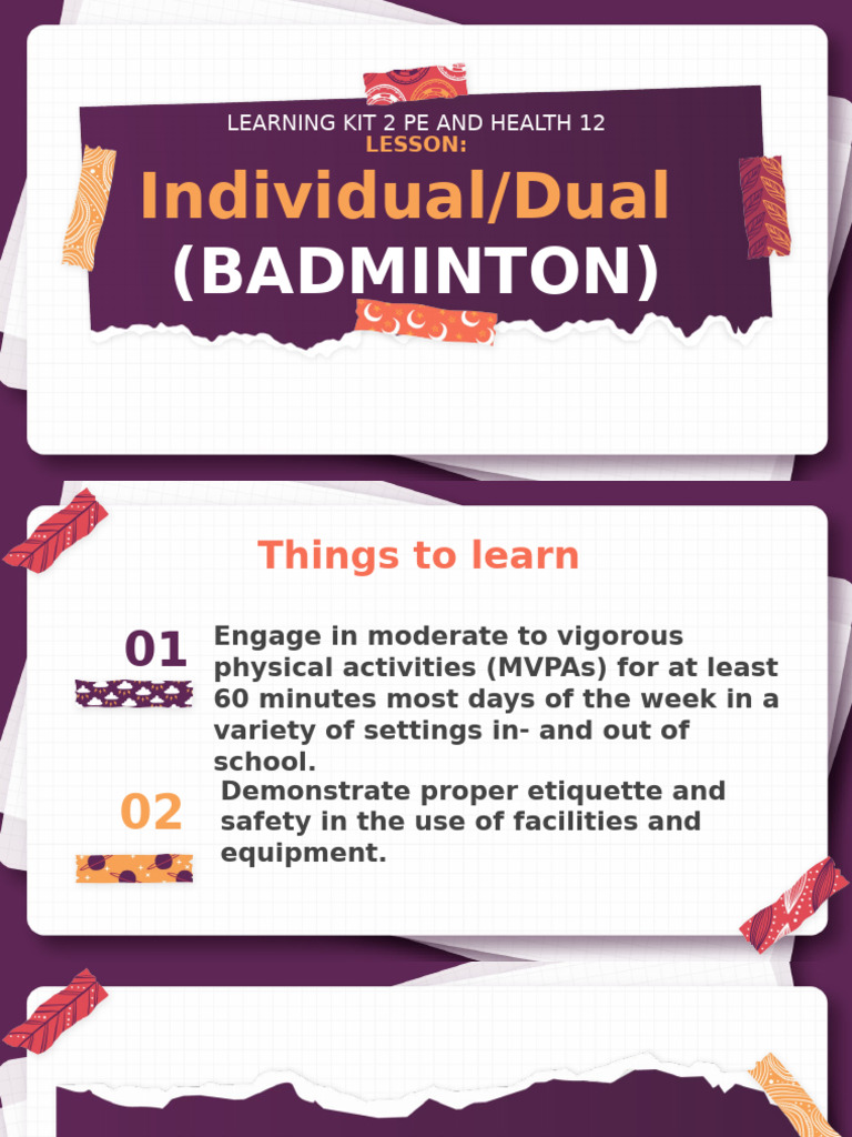 Learning Kit 2 Pe and Health 12 Individualdual Sports | PDF