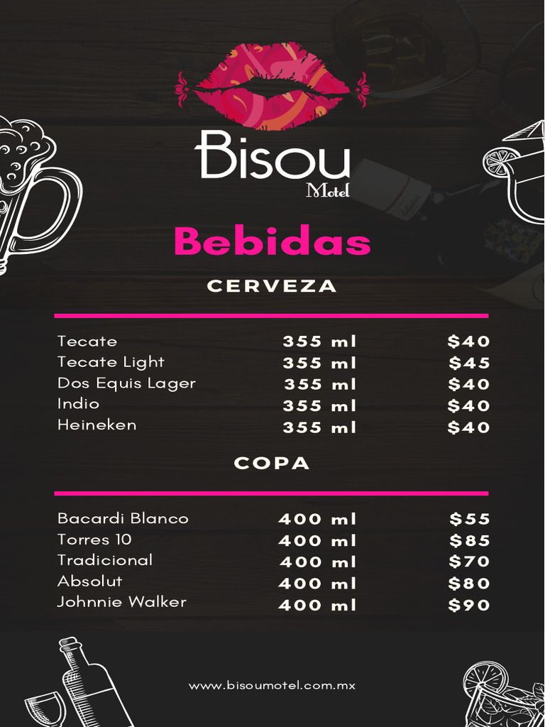 Carta Bebidas Bisou Motel | PDF