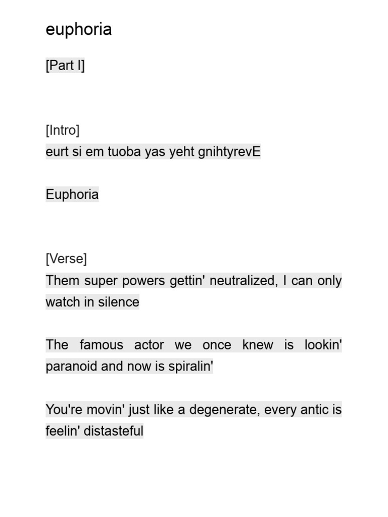 euphoria | PDF | Hip Hop