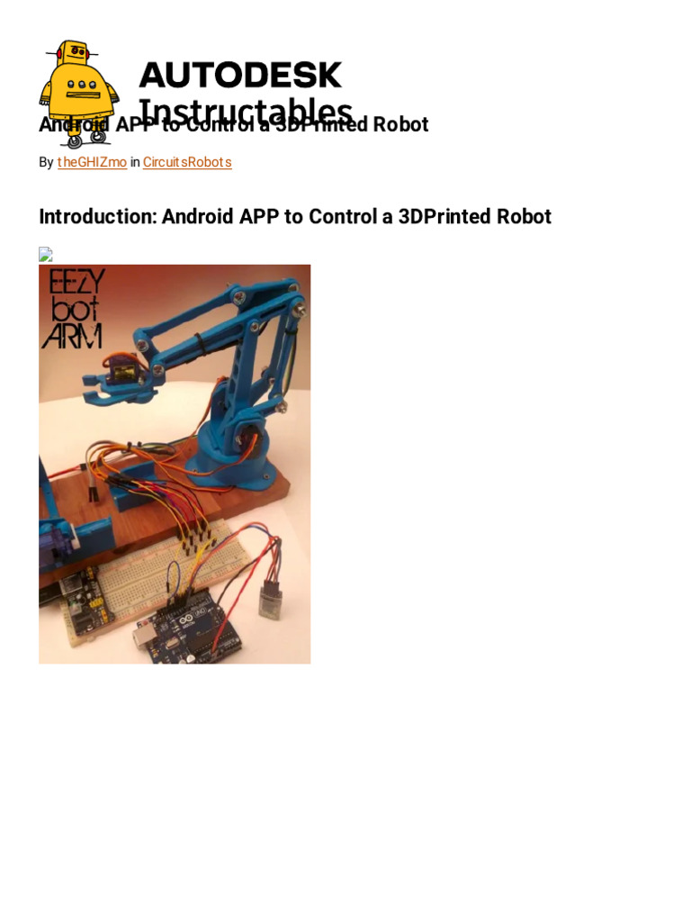 Android APP To Control A 3DPrinted Robot - Instructables | PDF | Arduino | Computer Hardware
