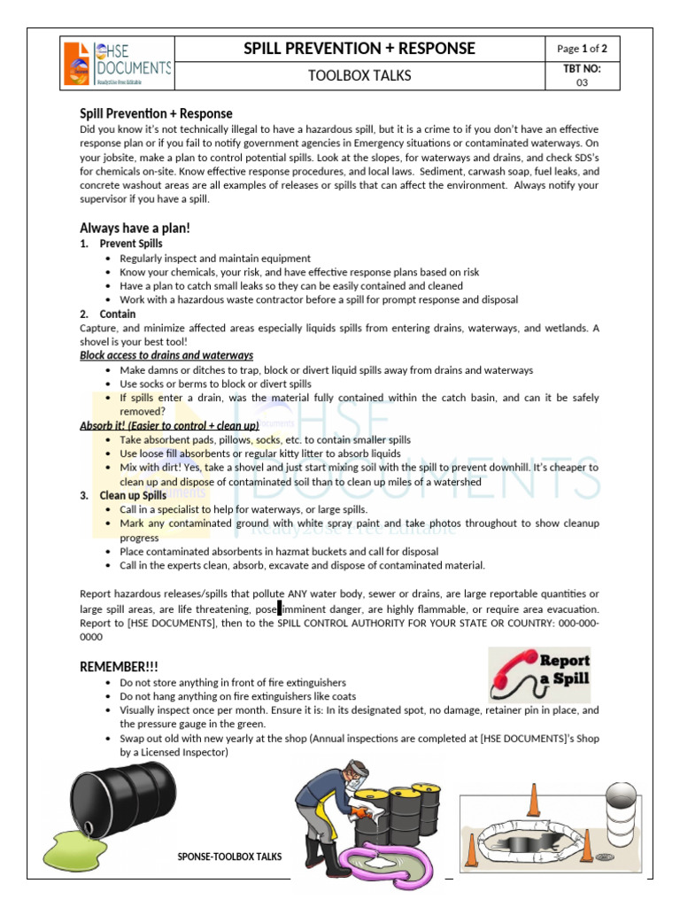 Spill Prevention and Response Guide | PDF | Dangerous Goods | Pollution