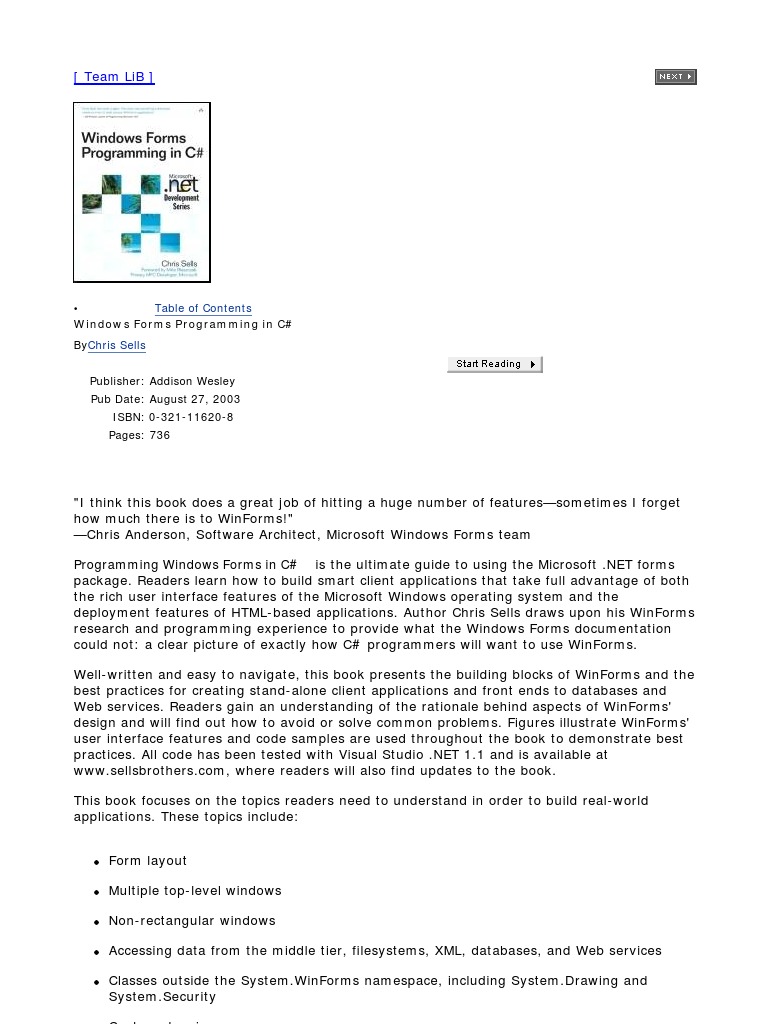 Windows Forms Programming in C# 2003 | PDF | Web Application ...