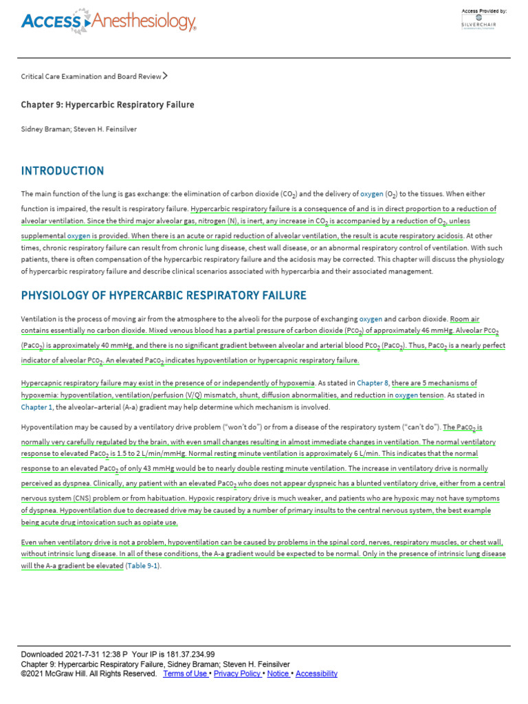 Chapter 9_ Hypercarbic Respiratory Failure | PDF | Chronic Obstructive ...