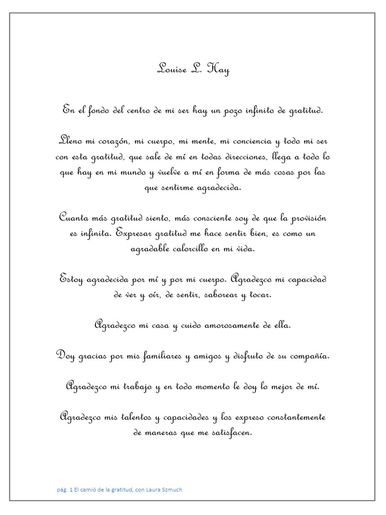 Oración de Gratitud de Louise Hay | PDF