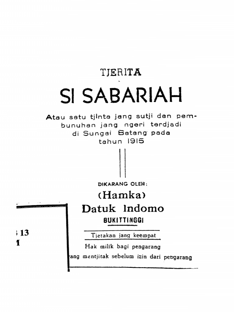 Tjerita Si Sabariah | PDF