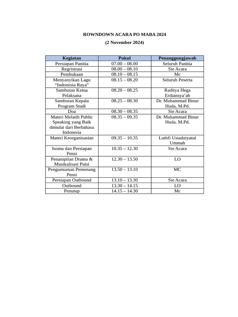 ROWNDOWN PO MABA 2024 | PDF