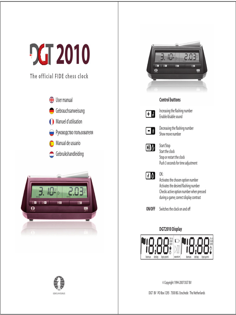 Manual Rellotge DGT 2010 | PDF | Reloj | Ajedrez