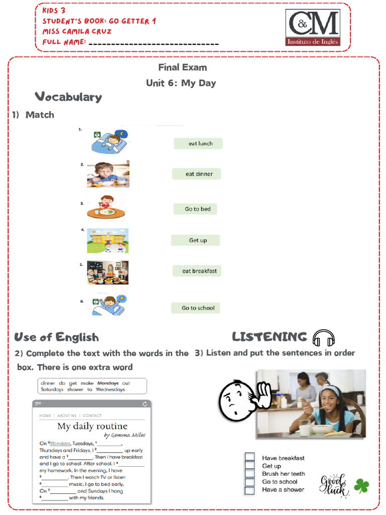 Final Exam Kids 3 | PDF