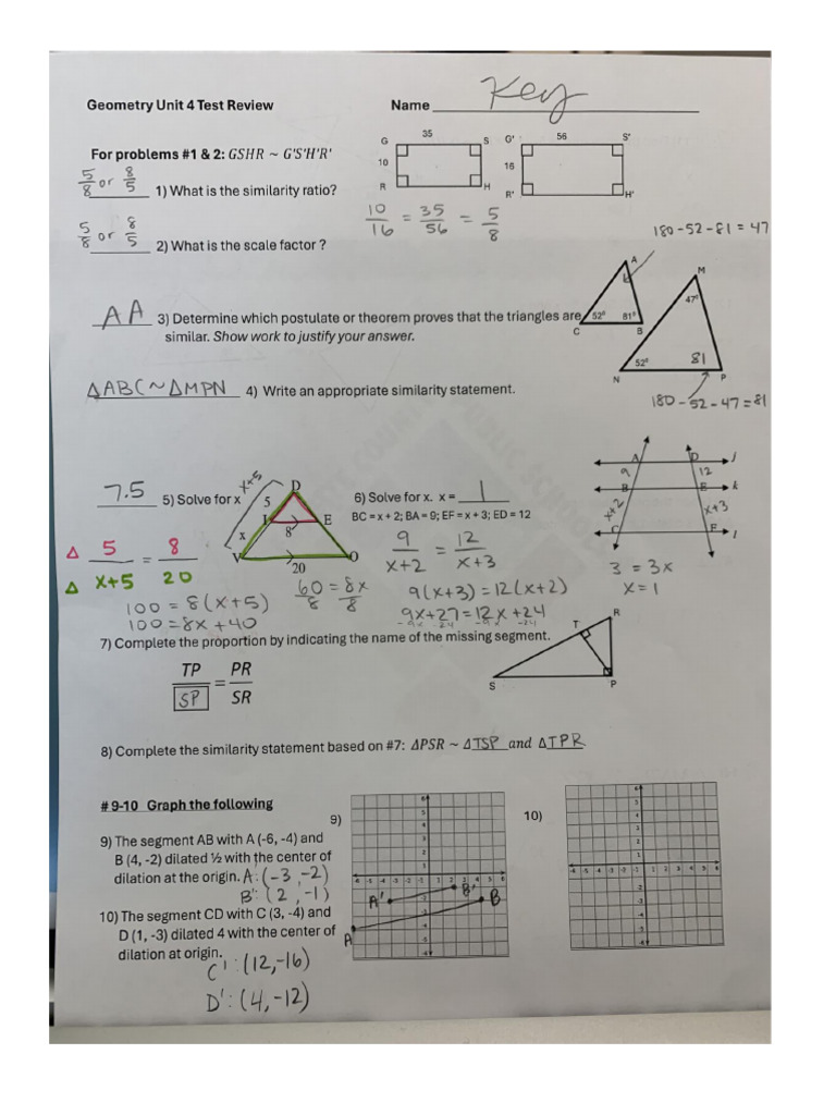 Unit 4 Test Review | PDF