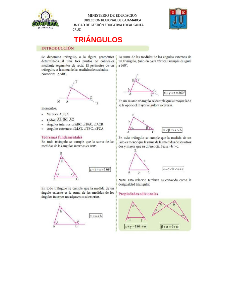 FORMULAS DE TRIANGULOS primero | PDF