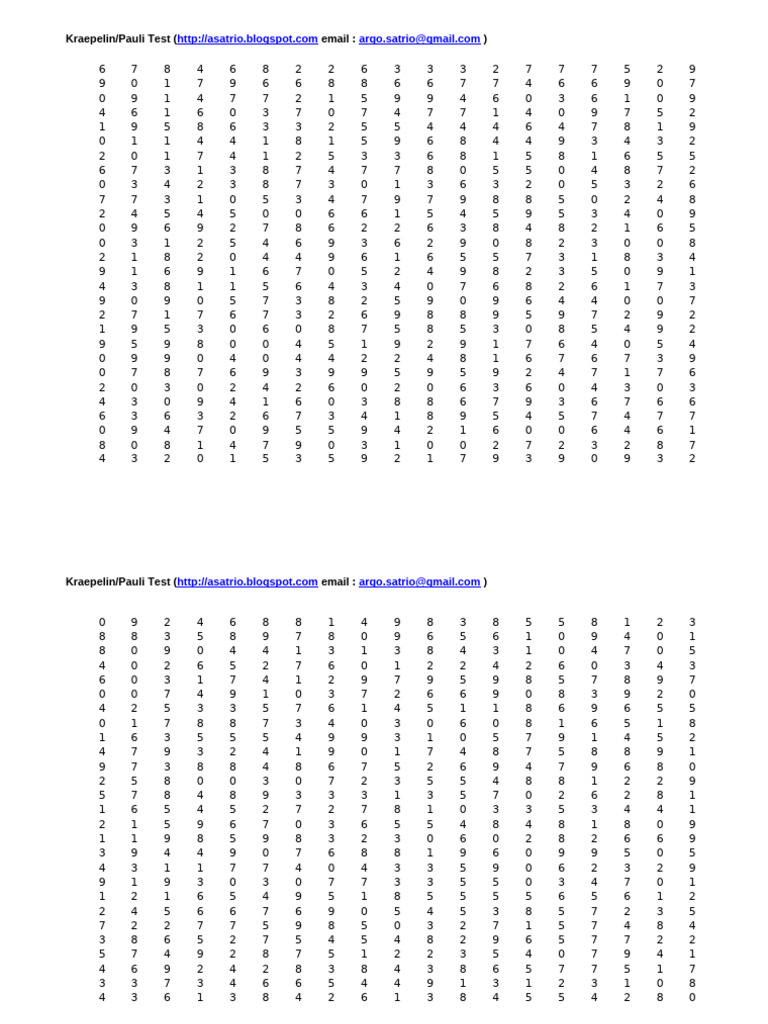 Kraepelin Dan Pauli Test 15 Menit | PDF