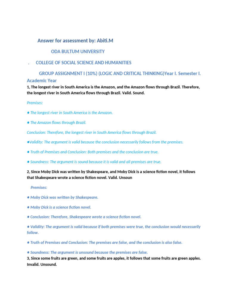 Answer For Asse-WPS Office | PDF | Argument | Deductive Reasoning