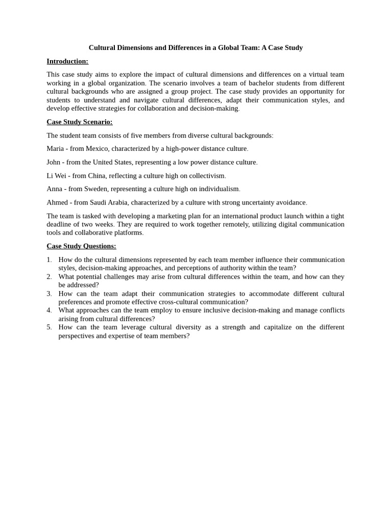 Case STUDY For STUDENTS | PDF