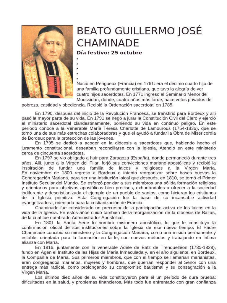 Beato Guillermo José Chaminade | PDF | Iglesia Católica