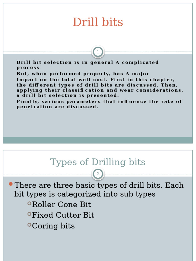 Lecture No.1 - Drill Bits and Penetration Rate | PDF | Drilling | Diamond