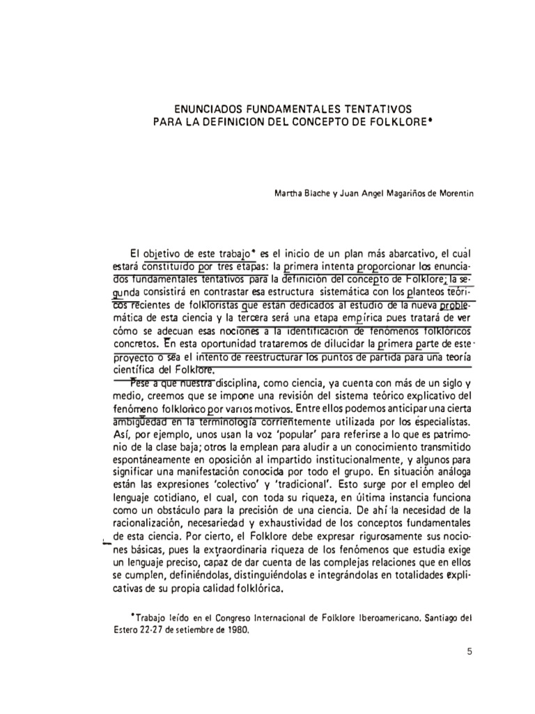 CLASE 2 FOLK 3enunciados Fundamentales Tentativos para La Definición Del Concepto de Folklore ...