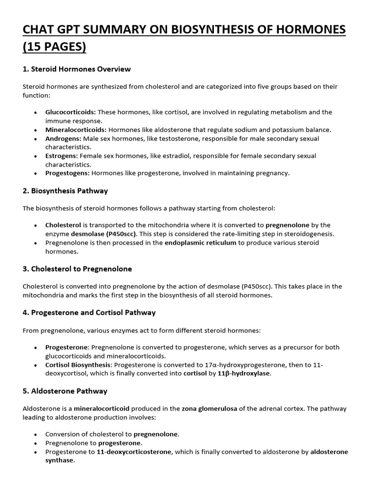 Summary On Biosynthesis Of Hormones Pdf Adrenal Gland Cortisol