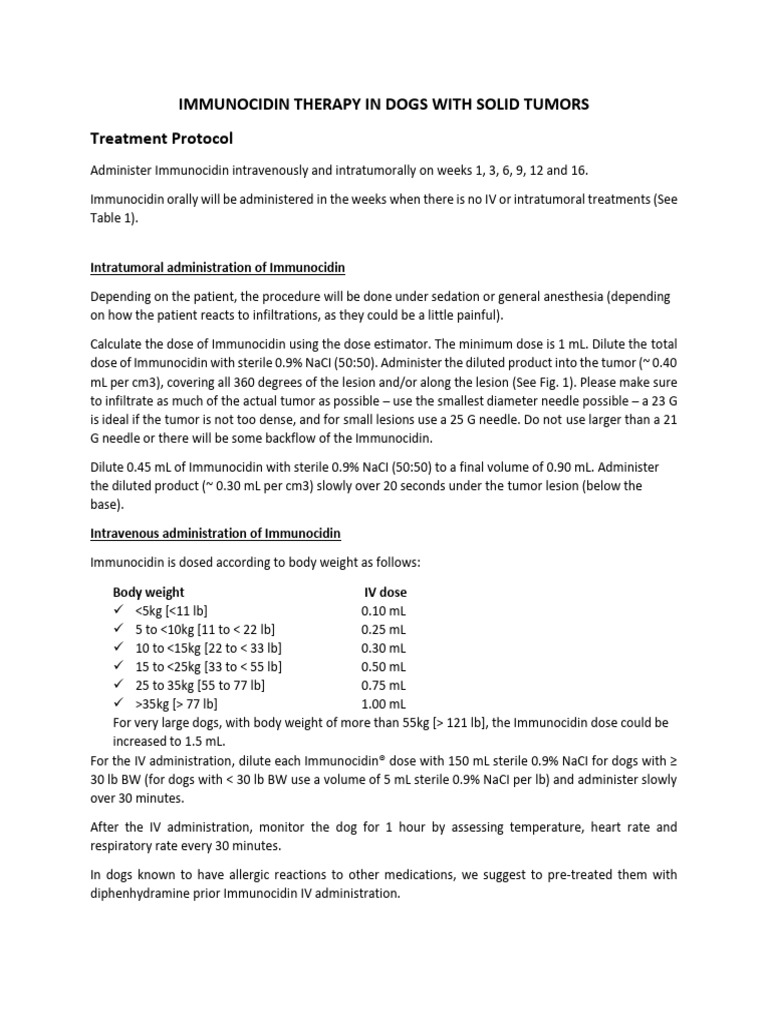 Protocol_THERAPY Immunocidin_solid tumors dogs_sent | PDF | Intravenous ...