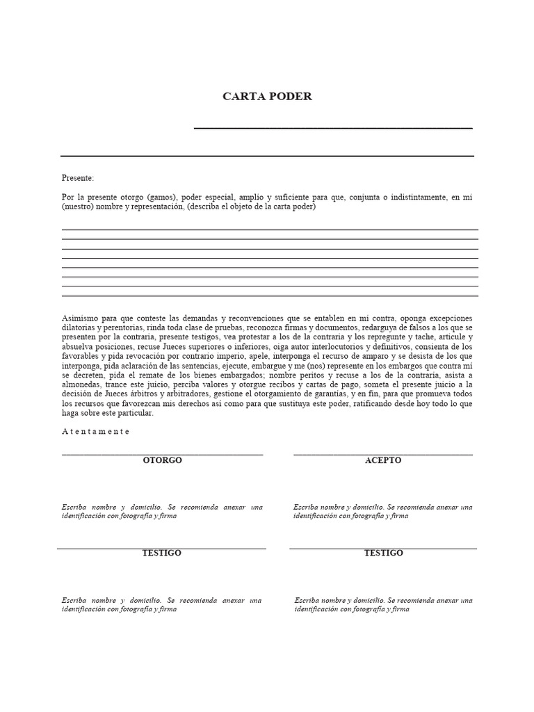 Modelo de Carta Poder Legal | PDF