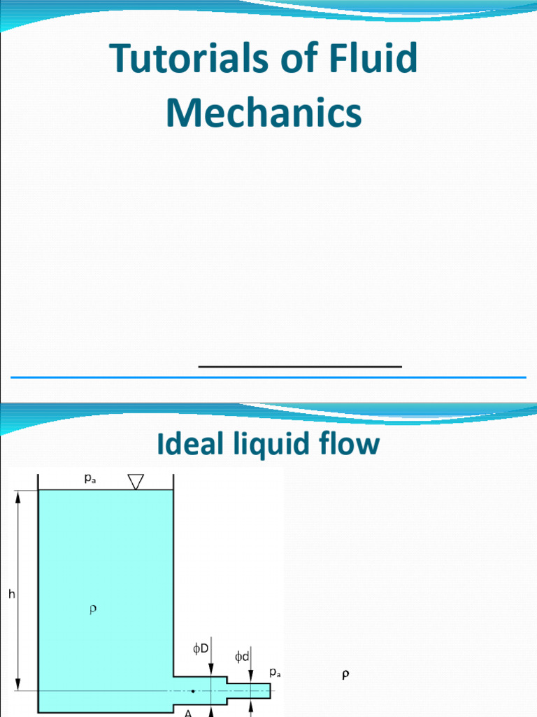 Tutorial 5 Dynamics of Fluids Flows of Ideal Fluids | PDF | Fluid ...