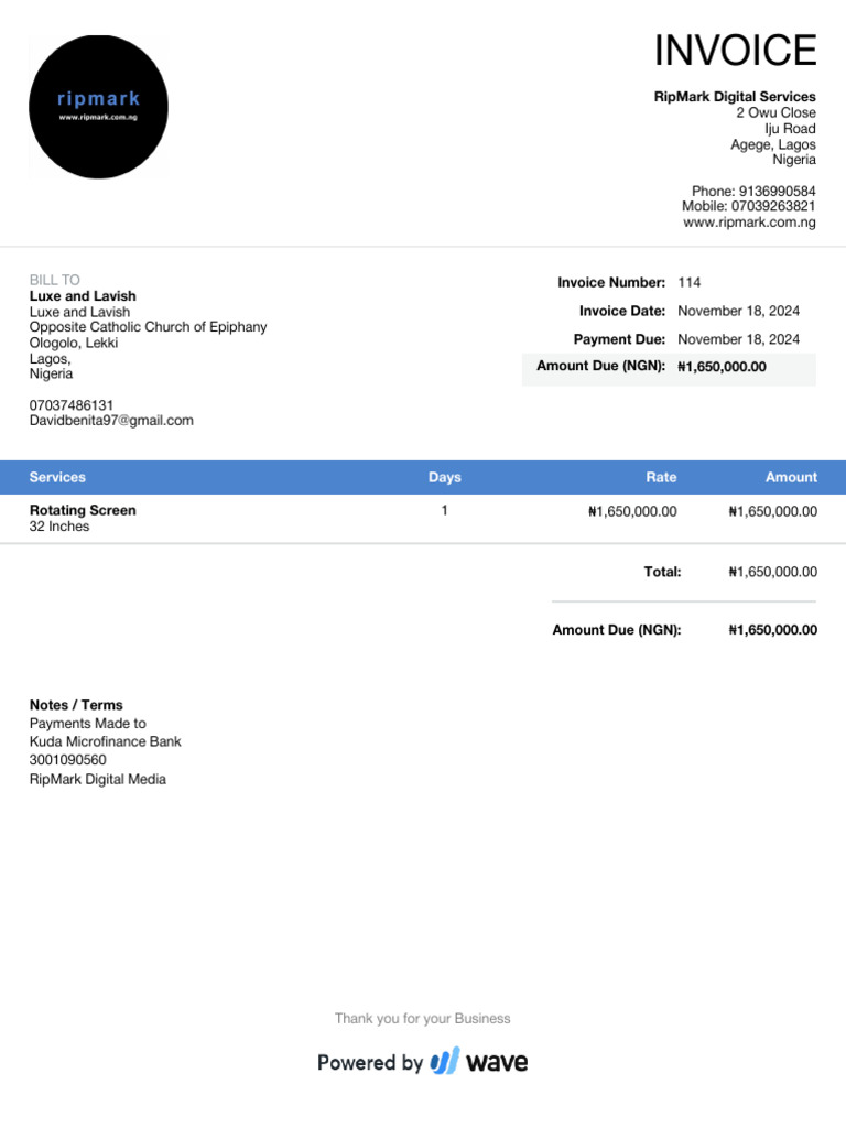 Invoice 114 2024-11-18 | PDF