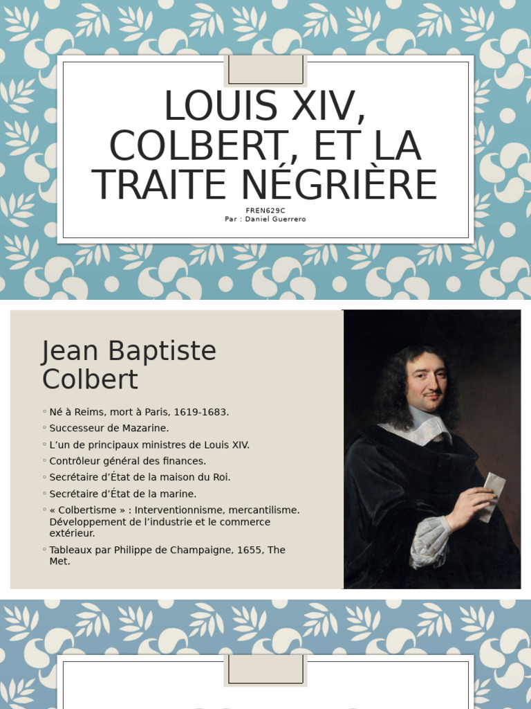 Présentation - Louis XIV, Colbert, et la traite négrière | PDF | France ...