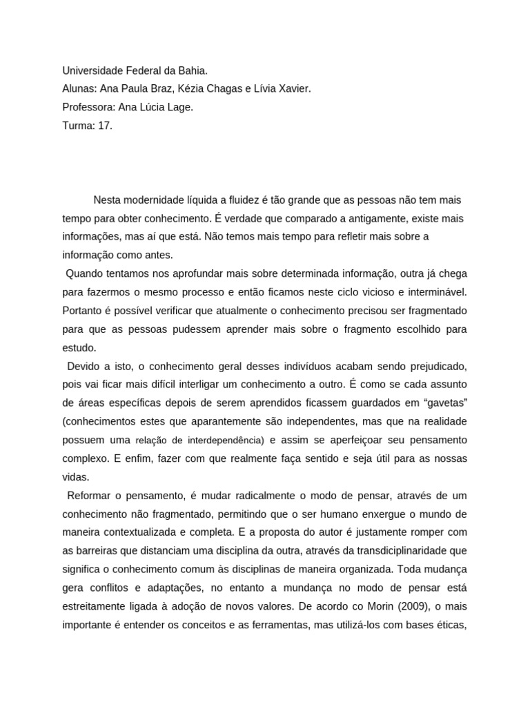 Texto Edgar Morin | PDF