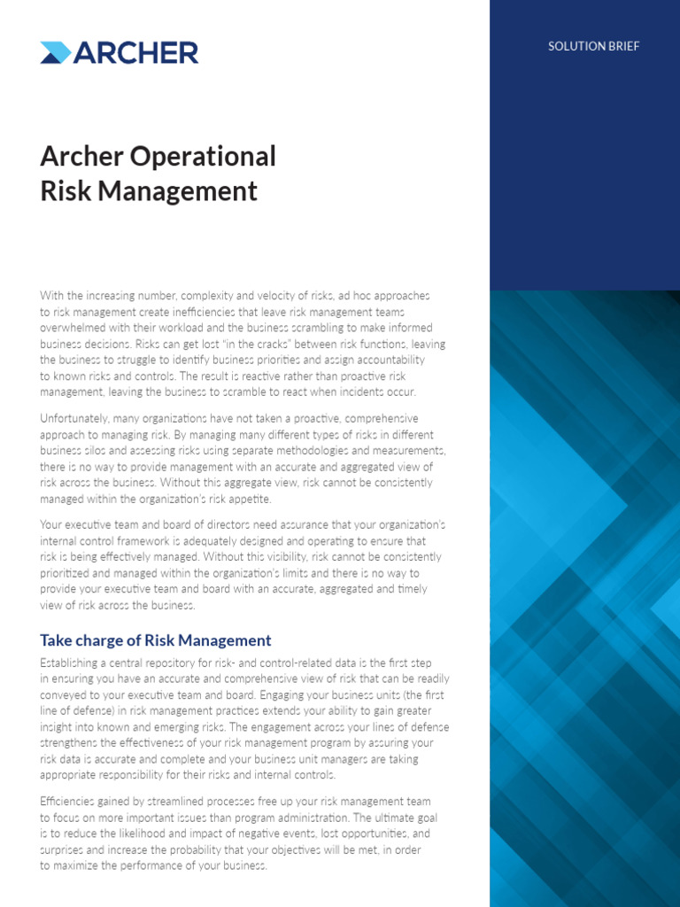Archer Operational Risk Management | PDF | Risk Management | Risk