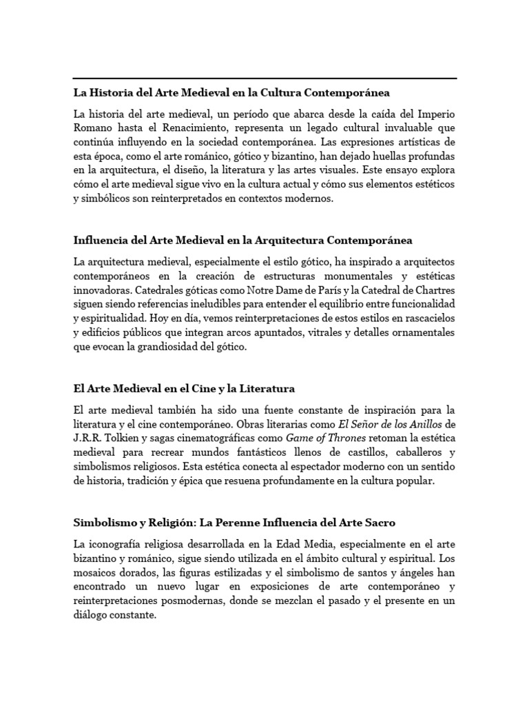 Influencia del Arte Medieval Hoy | PDF | Arte medieval | Edades medias