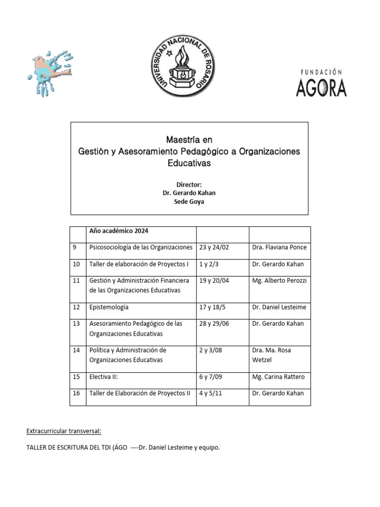 Año académico 2024 Cronograma | PDF