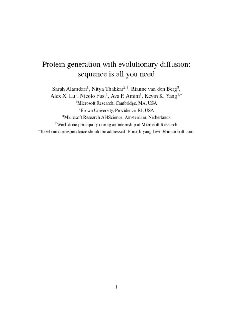 Protein Generation With Evolutionary Diffusion | PDF | Proteins | Biotechnology