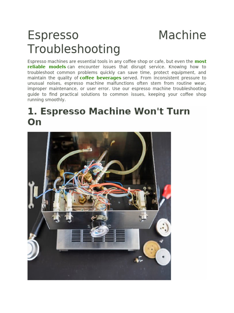 Espresso Machine Troubleshooting Guide | PDF | Fuse (Electrical ...