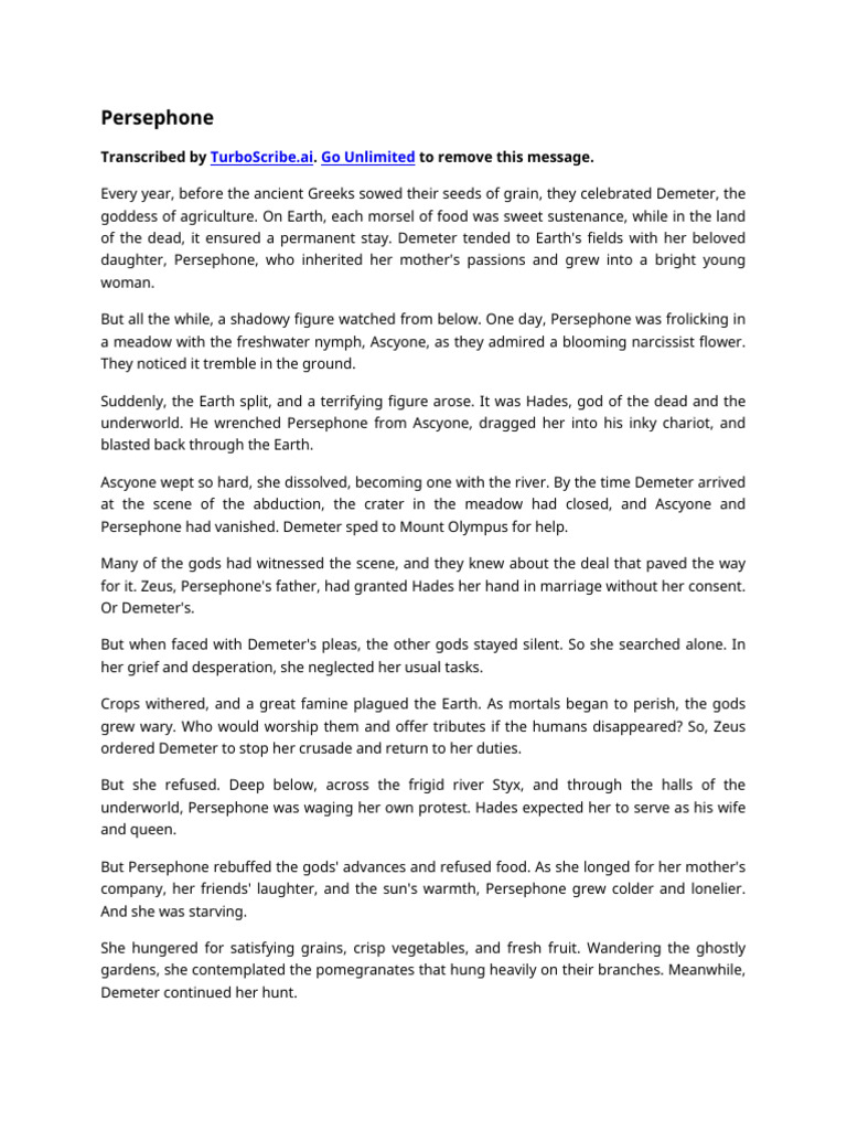 Persephone | PDF | Persephone | Hades