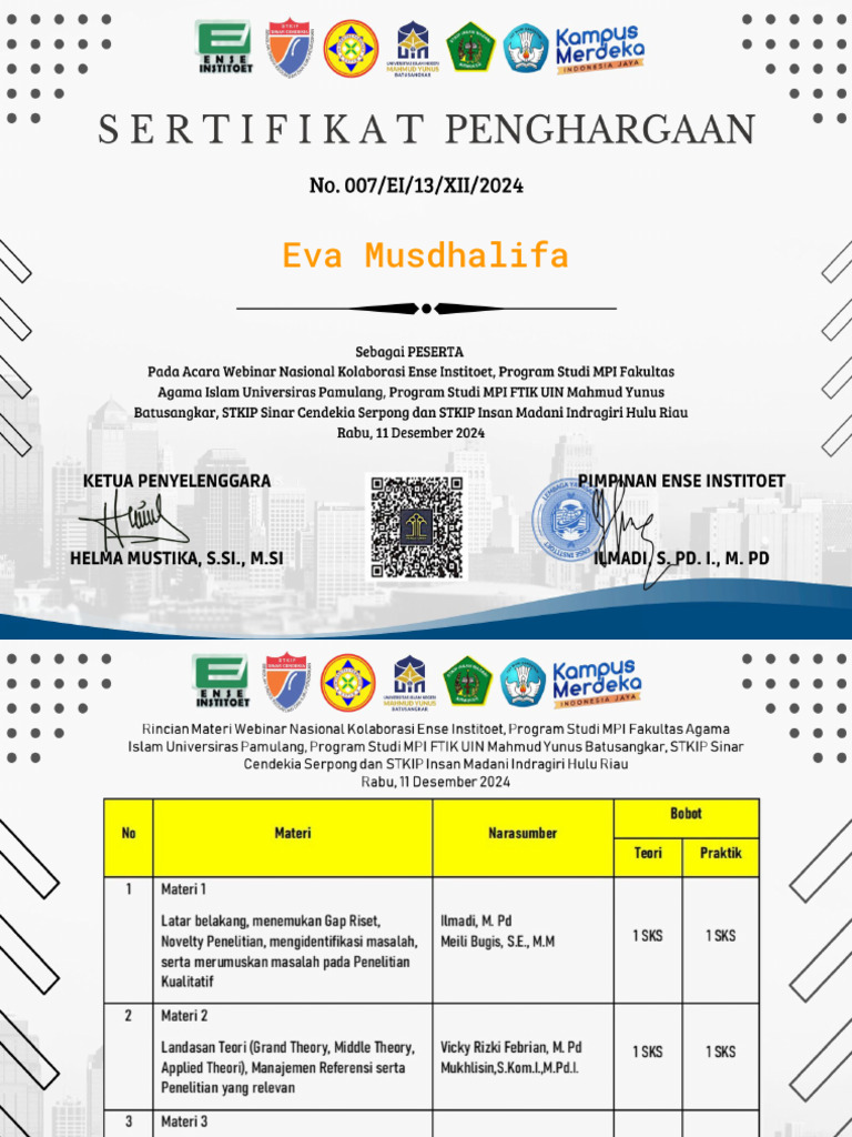 Sertifikat Seminar Online Kolaborasi - Eva | PDF