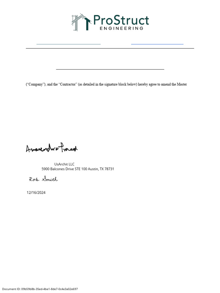 MSA Amendment for ProStruct Engineering | PDF