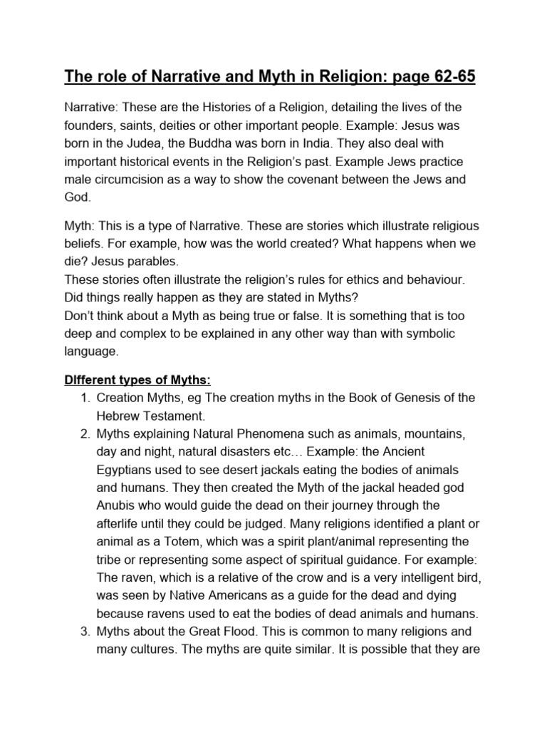 Narrative and Myth in Religion | PDF | Narrative | Genesis Creation ...