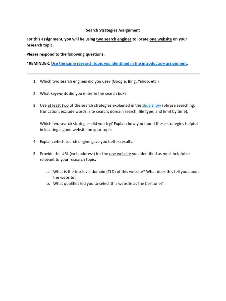 Search Strategies Assignment | PDF