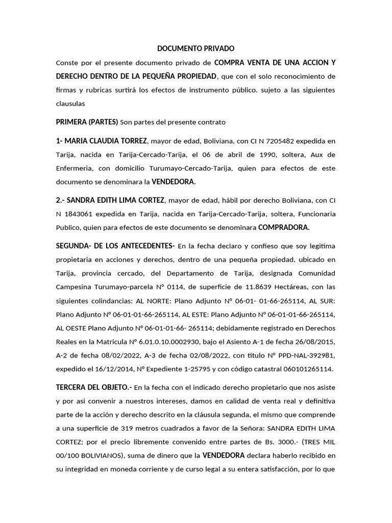 DOC LOTE DE TERRENO AL CONTADO | PDF
