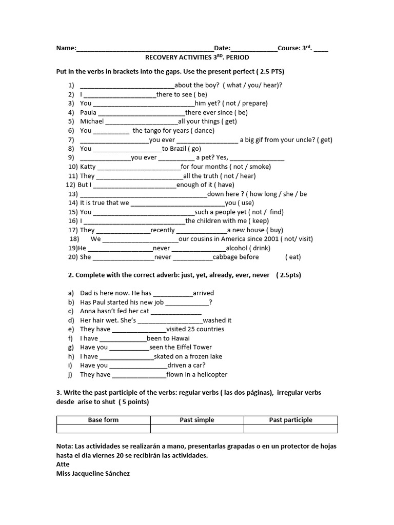 present perfect RA 3RD. PERIOD | PDF | Linguistic Morphology | Language Families