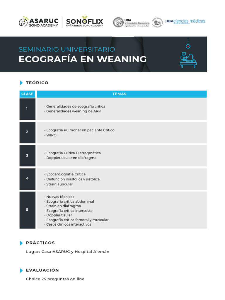 PROGRAMA - Seminario Universitario Ecografía en Weaning | PDF