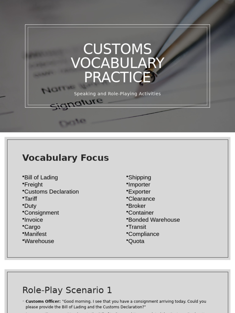 Customs Vocabulary for Importers/Exporters | PDF | Customs | Cargo