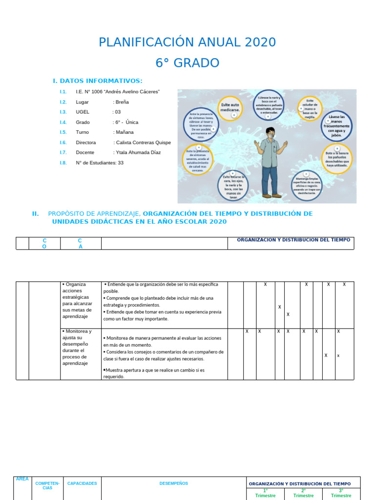 Planificación Anual 2020 - 6° Grado | PDF | Números | Las emociones