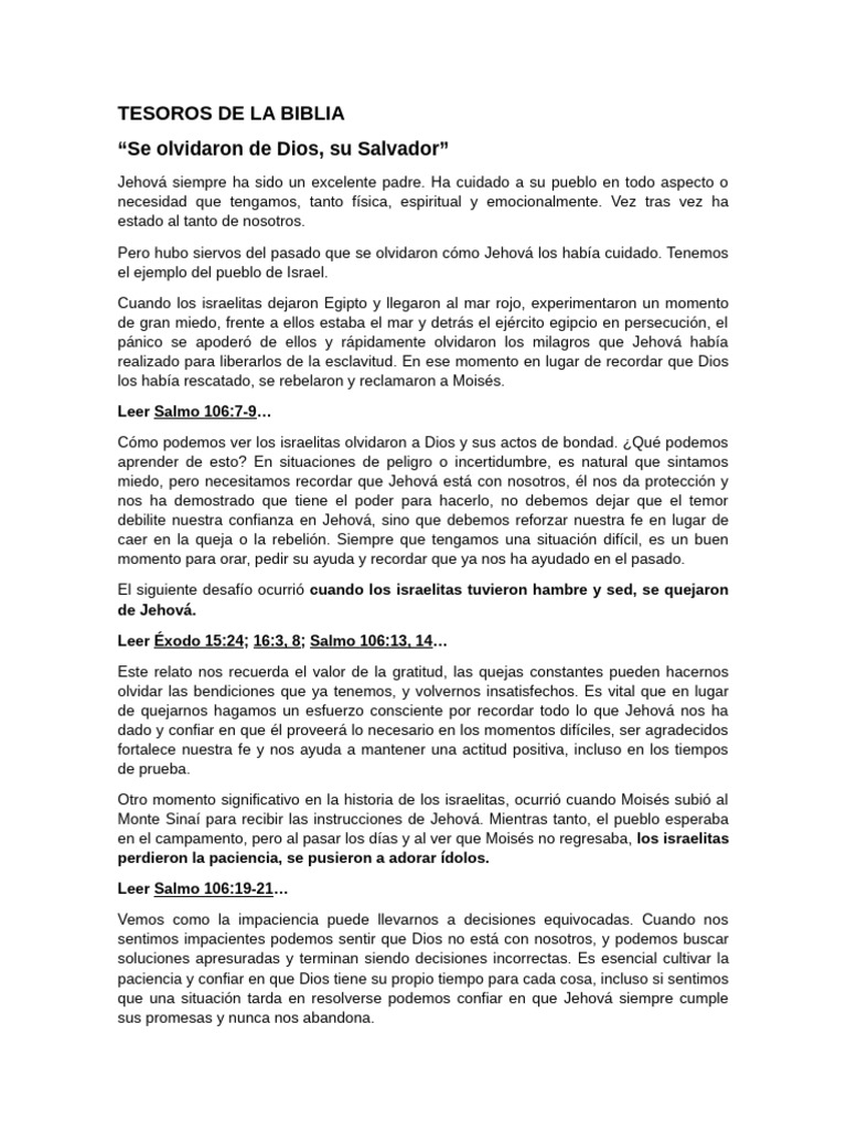 Tesoros de La Biblia 13 Noviembre 2024 | PDF | Fe | Salmos