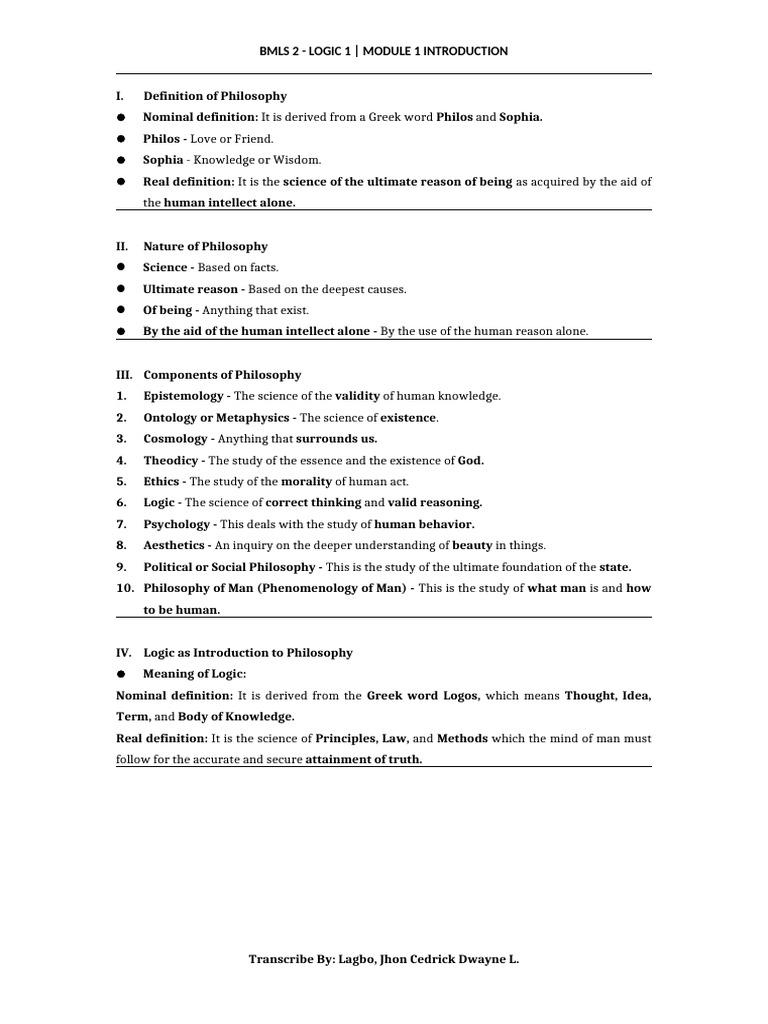 Logic - Module 1 Reviewer | PDF | Logic | Logical Consequence