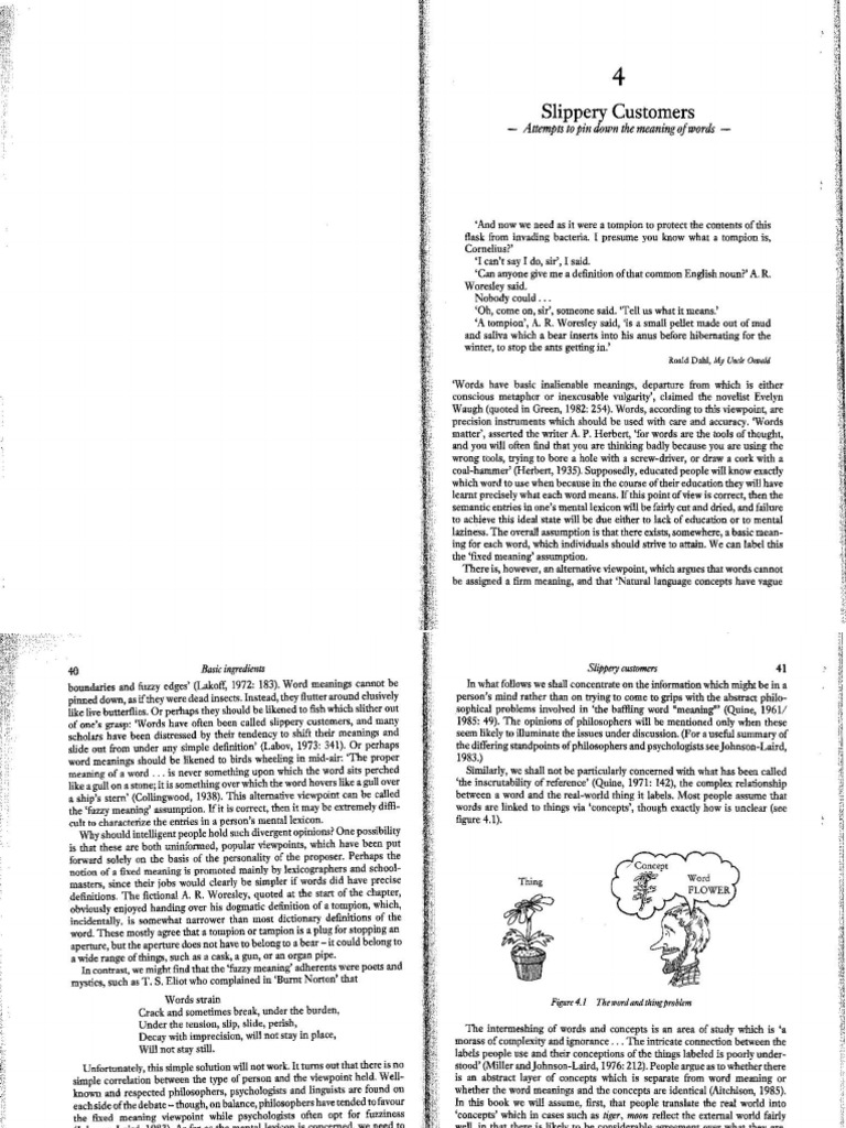 Aitchison (1994, 2 Ed) Words in the Mind Cap 4 | PDF | Linguistics