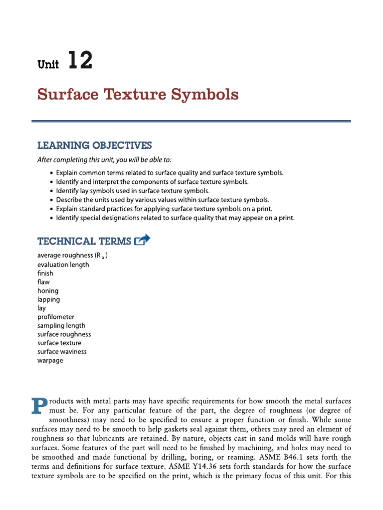 Unit 12 Surface Texture Symbols | PDF