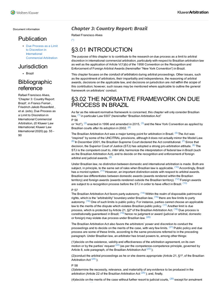 Due Process in Brazilian Arbitration | PDF | Arbitration | Arbitral ...