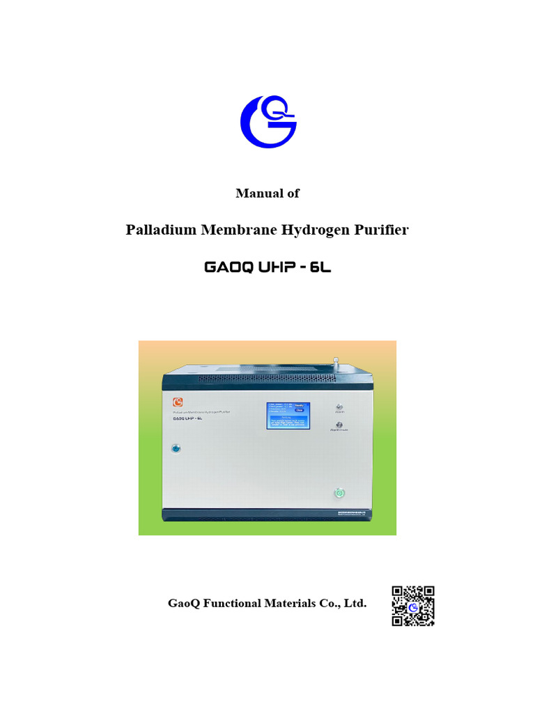 Palladium Membrane Hydrogen Purifier Manual | PDF | Hydrogen | Adsorption