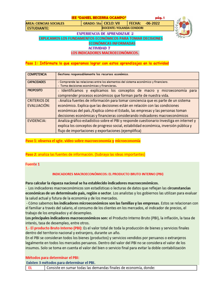 2. EDA 5TO act. 7 indicadores macroeconomicos | PDF | Producto Interno Bruto | Economias